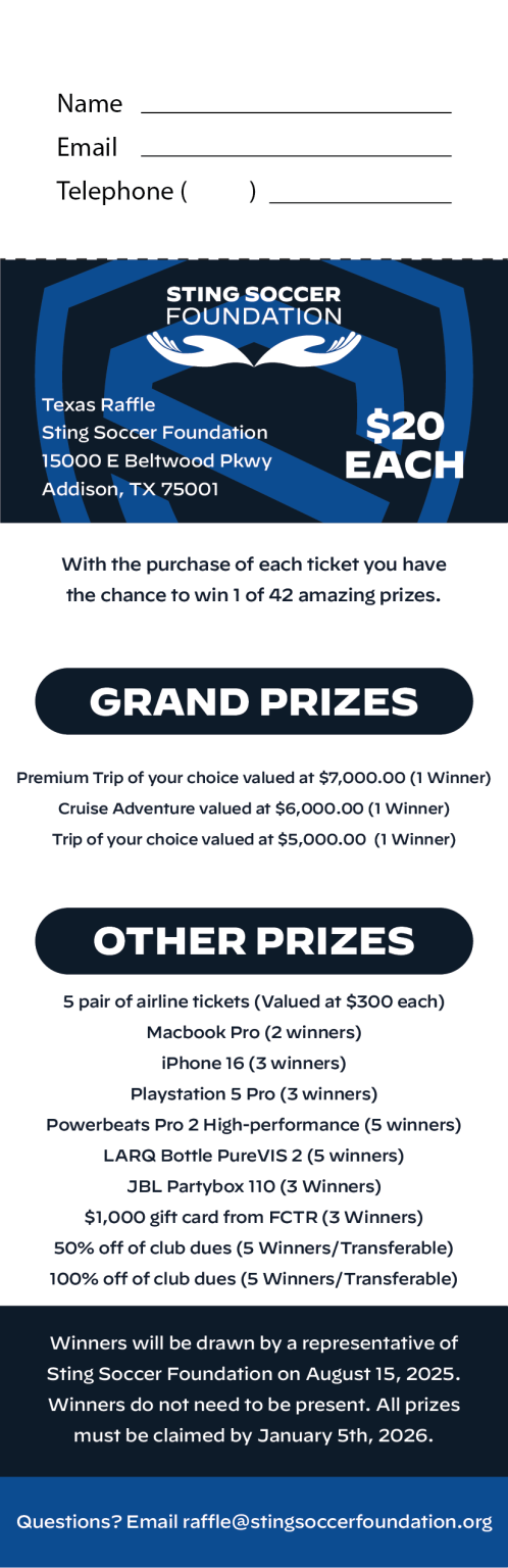 Raffle – Sting Soccer Foundation